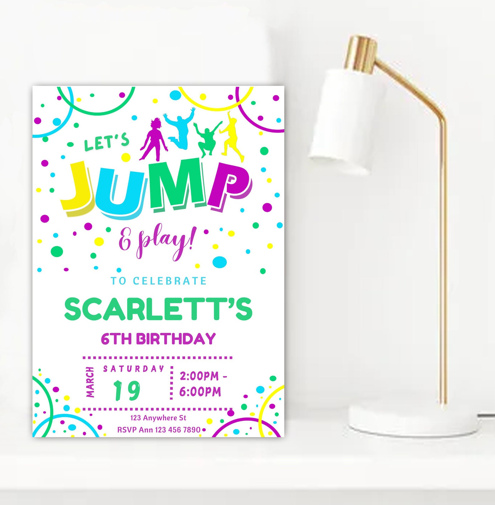 Editable Jump Party Birthday Invitation, Boys and Girls Party ...