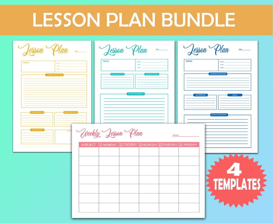 Lesson Plan Template, Lesson Planner Printable, Homeschool Teacher ...