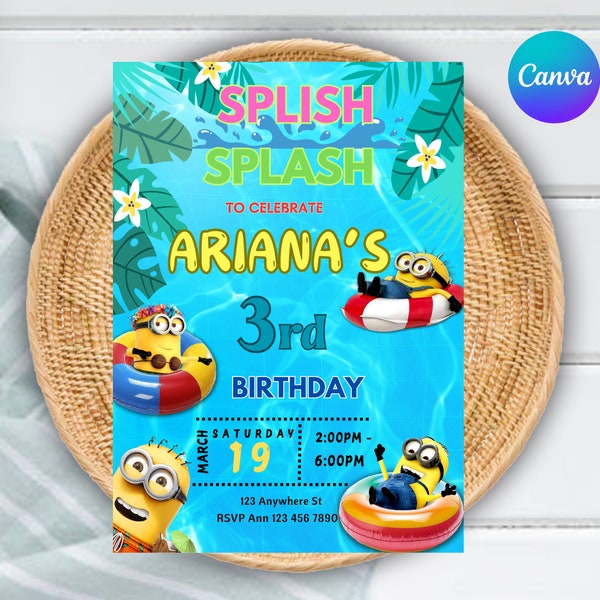 Minions Pool Party Invitation - Etsy