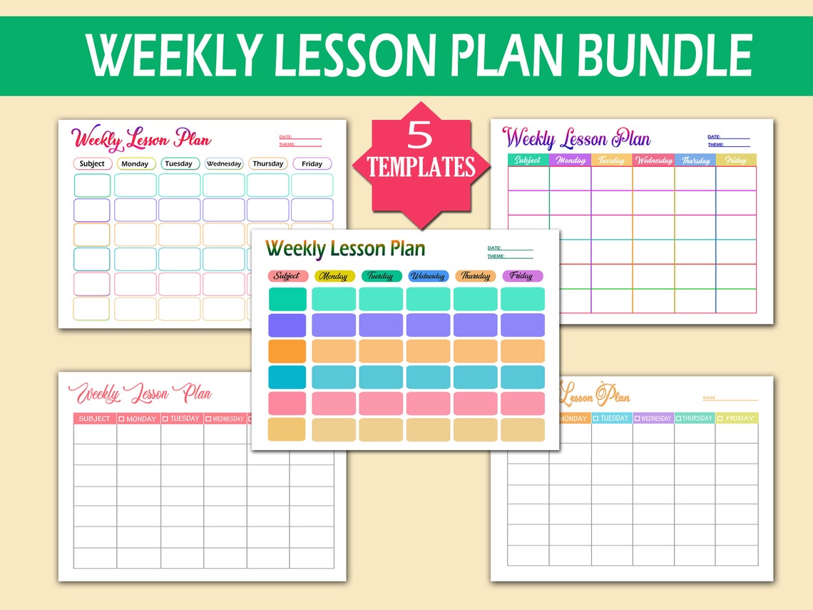 Weekly Lesson Plan Template, 5 Pg BUNDLE, Teacher Lesson Planner ...