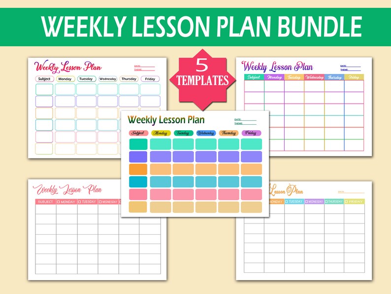 Weekly Lesson Plan Template, 5 Pg BUNDLE, Teacher Lesson Planner ...