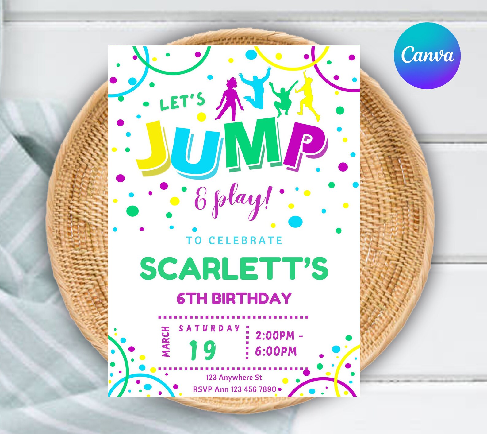Editable Jump Party Birthday Invitation, Boys and Girls Party ...