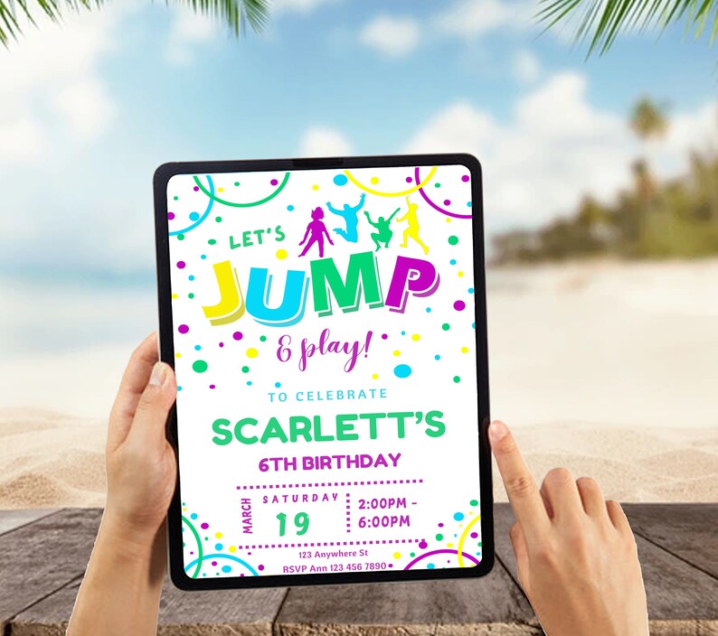 Editable Jump Party Birthday Invitation, Boys and Girls Party ...