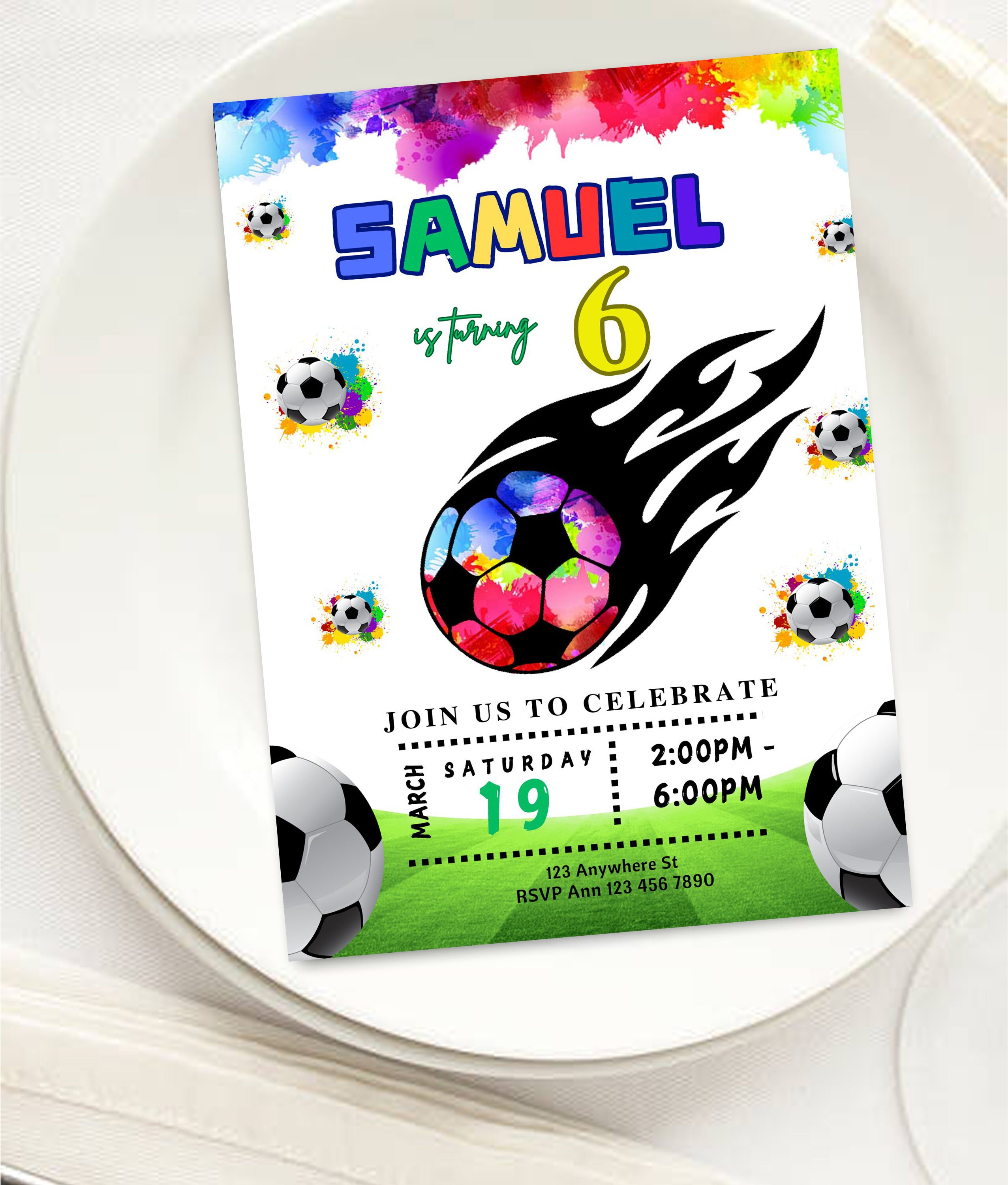 EDITABLE Soccer Birthday Invitation Template, Soccer Party Invitation ...