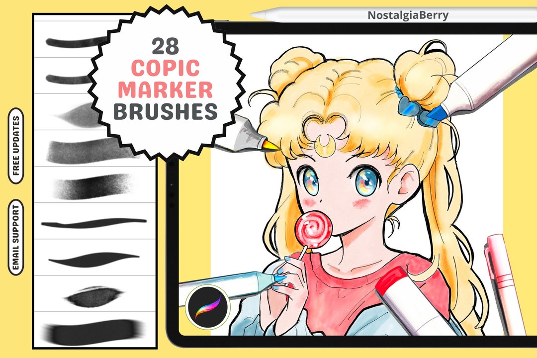 Procreate Brushes: Realistic Copic Marker Collection, 28 Brushes With ...
