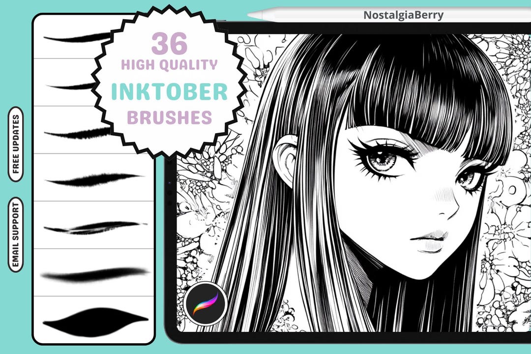 Procreate Brushes: Inktober Inking Brushes for Bold Lines, Lineart ...