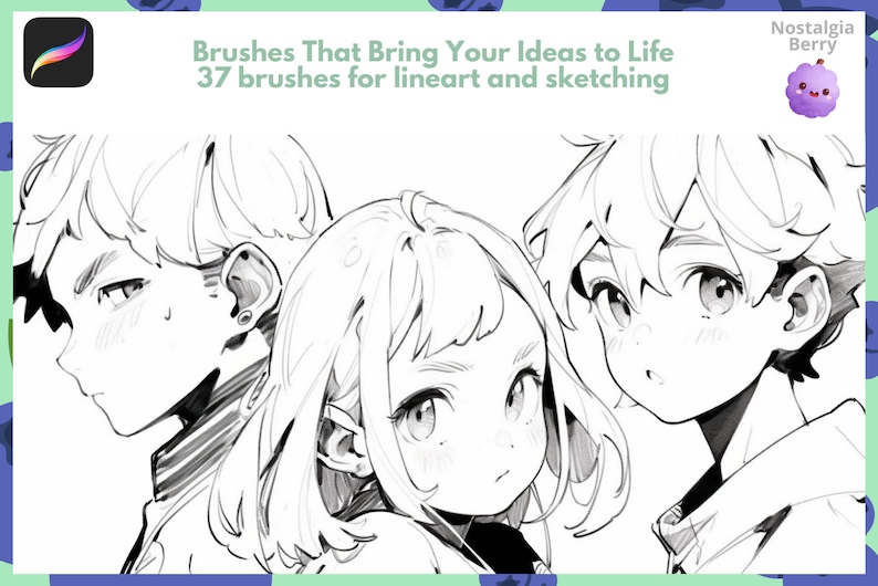 Procreate Brushes: Ultimate Sketch and Lineart Set, 20 Brushes for ...
