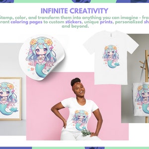 Procreate Stamps & Brushes: Kawaii Mermaid Magic, 200+ Cute Chibi Anime ...