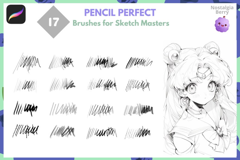 Procreate Brushes: Ultimate Sketch and Lineart Set, 20 Brushes for ...