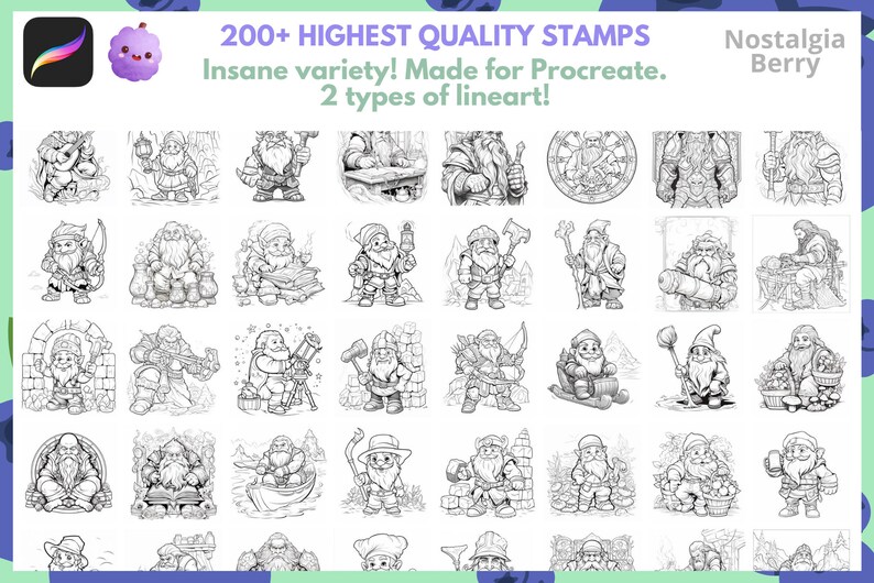 Procreate Stamps & Brushes: Dwarven Forge, 200 Lineart Stamps and ...