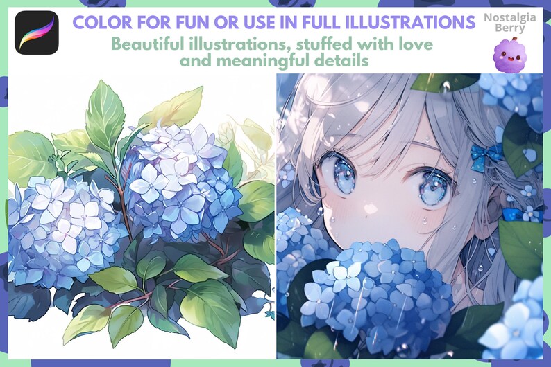 Procreate Stamps: Hydrangea Flower Stamp Pack, Over 200 Elegant Floral Designs - Etsy