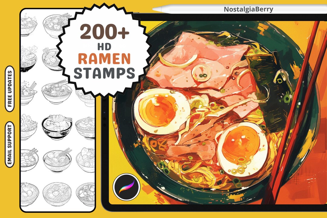 Procreate Stamps & Brushes: Ramen Wonderland, 200+ Stamps and Brushes ...