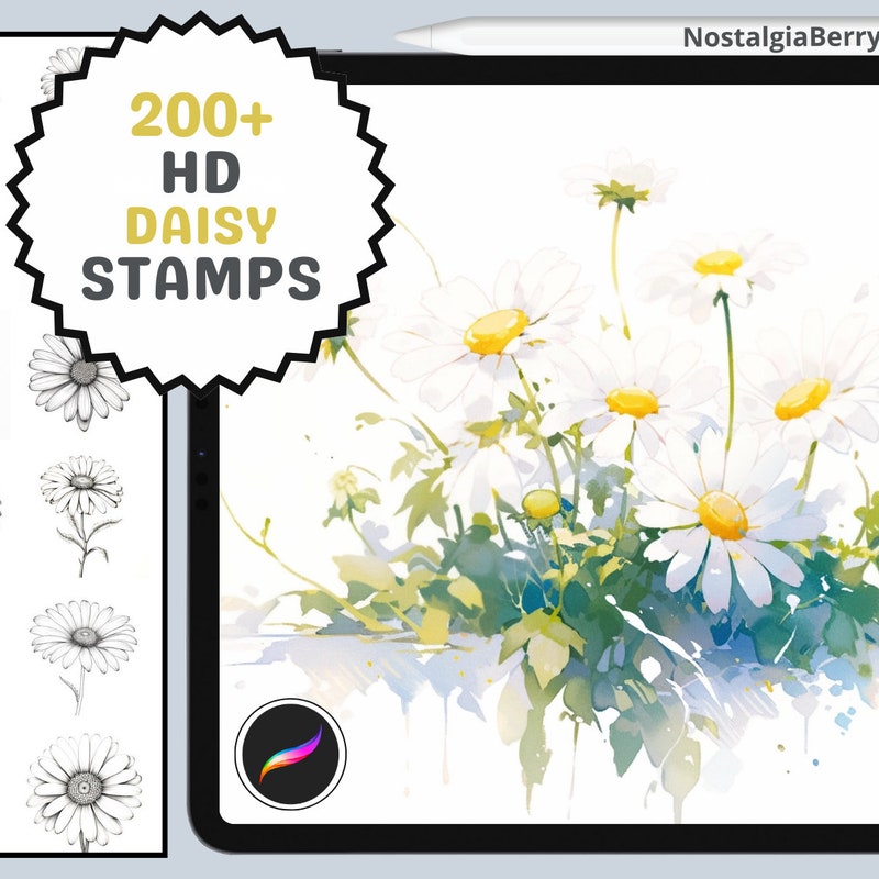 Daisy Digital Stamp - Etsy