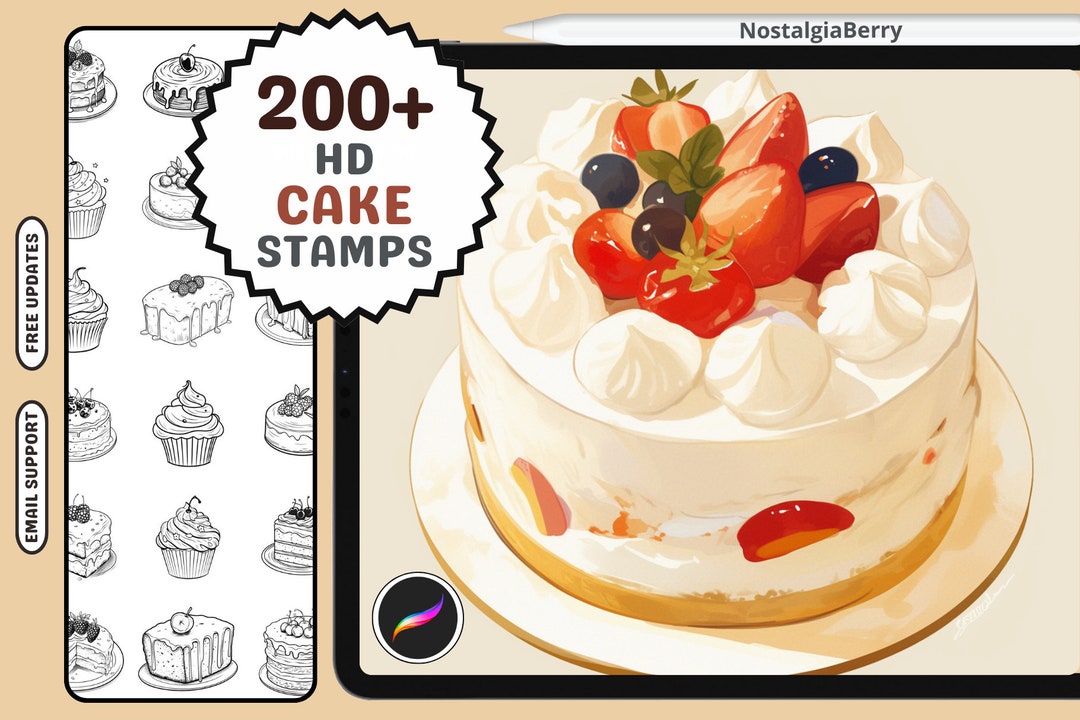 Procreate Stamps & Brushes: Cake Delight Collection, 200+ Cute Stamps ...