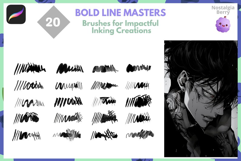 Procreate Brushes: Ultimate Sketch and Lineart Set, 20 Brushes for ...