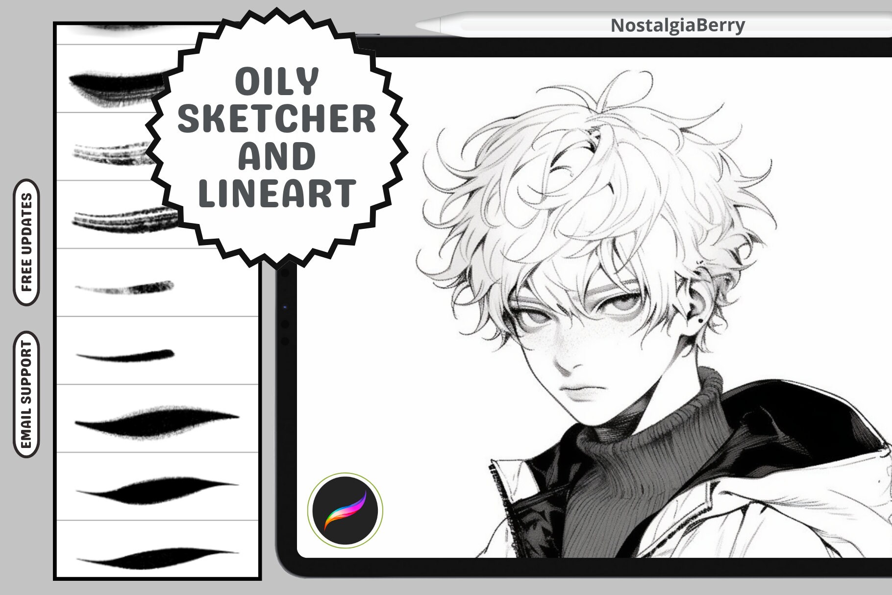Procreate Brushes: Sketchy Oily Lineart Collection, 40 Brushes for ...