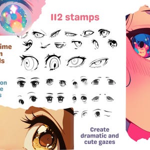 Procreate Stamps: 112 Anime and Manga Eye Stamps for Illustrations ...