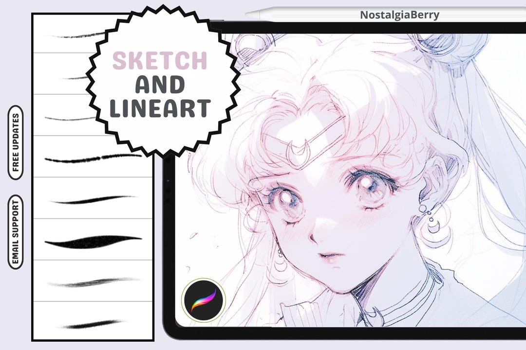 Procreate Brushes: Ultimate Sketch and Lineart Set, 20 Brushes for ...