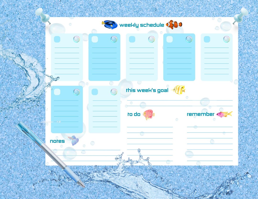 Frutiger Aero Tropical Fish Weekly Planner - Print and Use! Digital ...