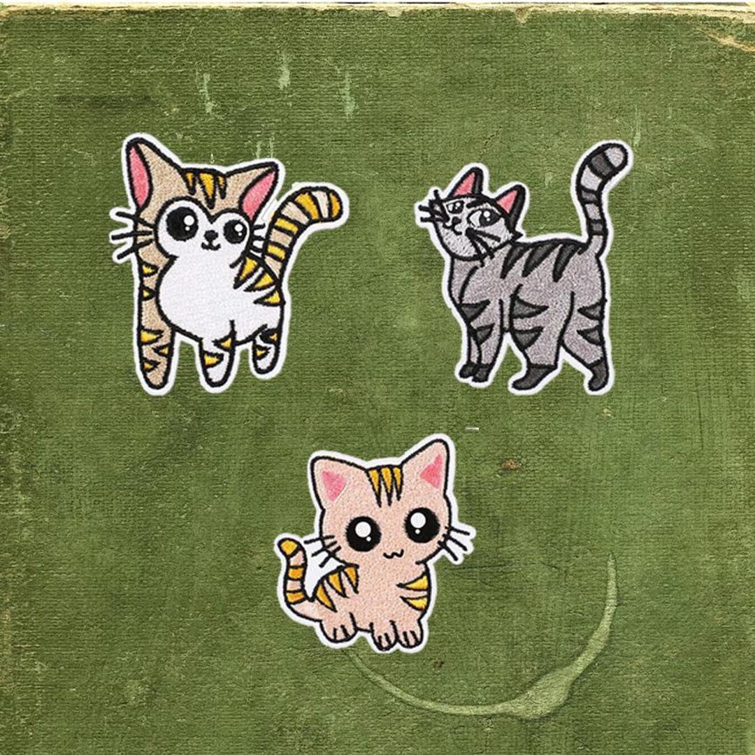 Kawaii Cats Patch, Cartoon Embroidered Patch, Iron on Patch, Kawaii ...