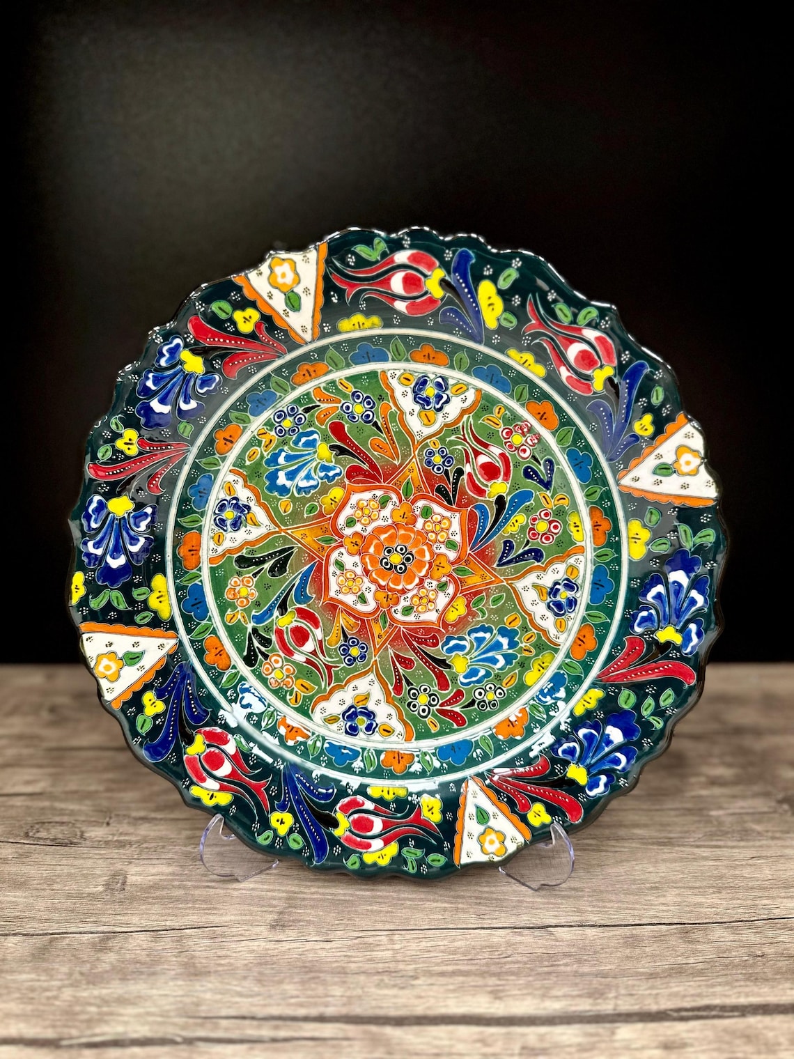 Turkish Tile, Handmade Turkish Ceramic Plate 12''/30cm Iznik Ceramic ...