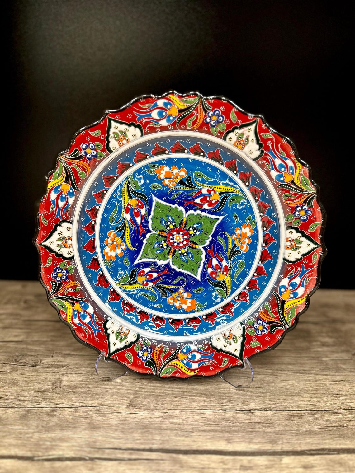 Turkish Tile, Handmade Turkish Ceramic Plate 12''/30cm Iznik Ceramic ...
