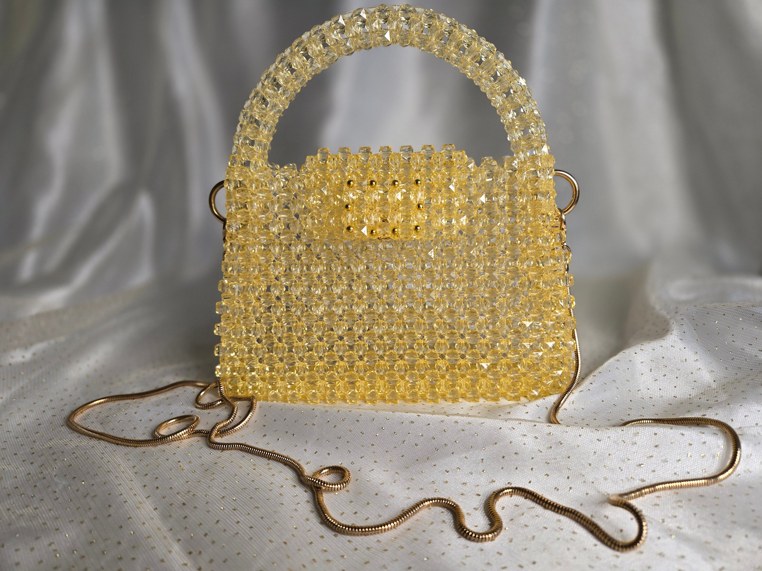 Crystal Yellow Handmade Beaded Bag - Etsy