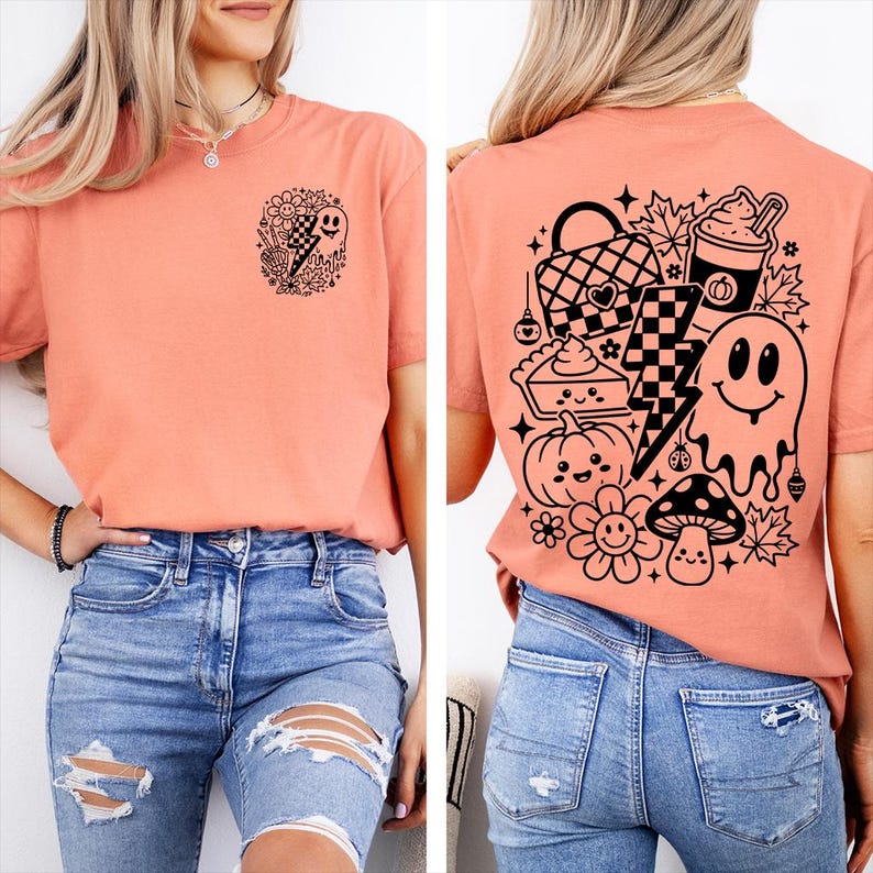 Retro Autumn Vibes Comfort Color Shirt, Pumpkin Harvest Graphic Tee ...