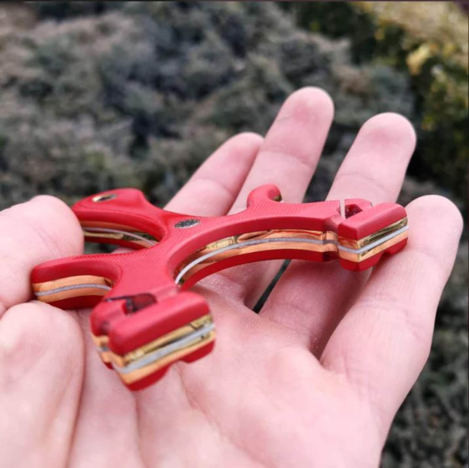 Custom Hydra Micarta 5-layer Red Micarta With Brass & White Core Mosiac ...