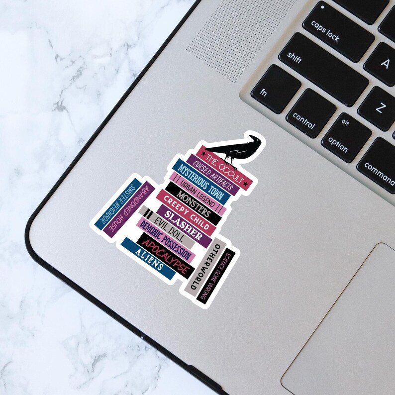 Horror Tropes Book Stack Sticker, Bookish Kindle Laptop Decal, Gifts ...