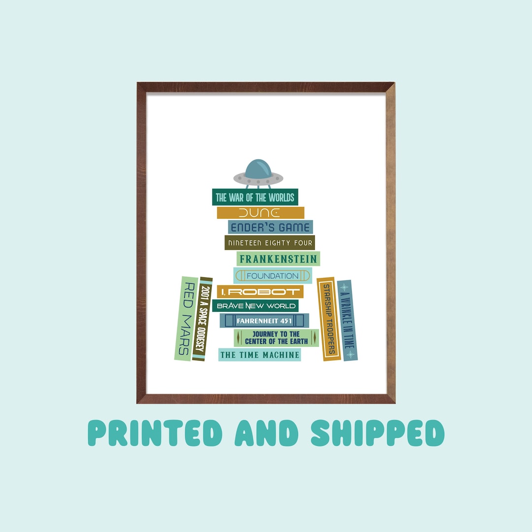 Classic Science Fiction Books, Sci Fi, Art Print, Bookish Prints, Gifts ...