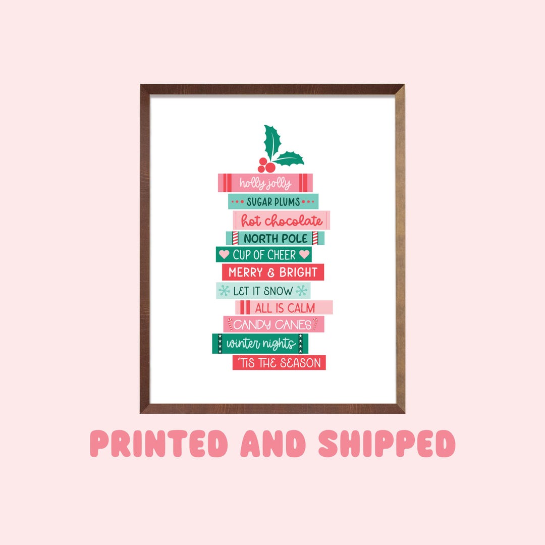 Christmas Book Stack Art Print, Bookish Prints, Gifts for Readers, Book Lover Decor, Stocking ...