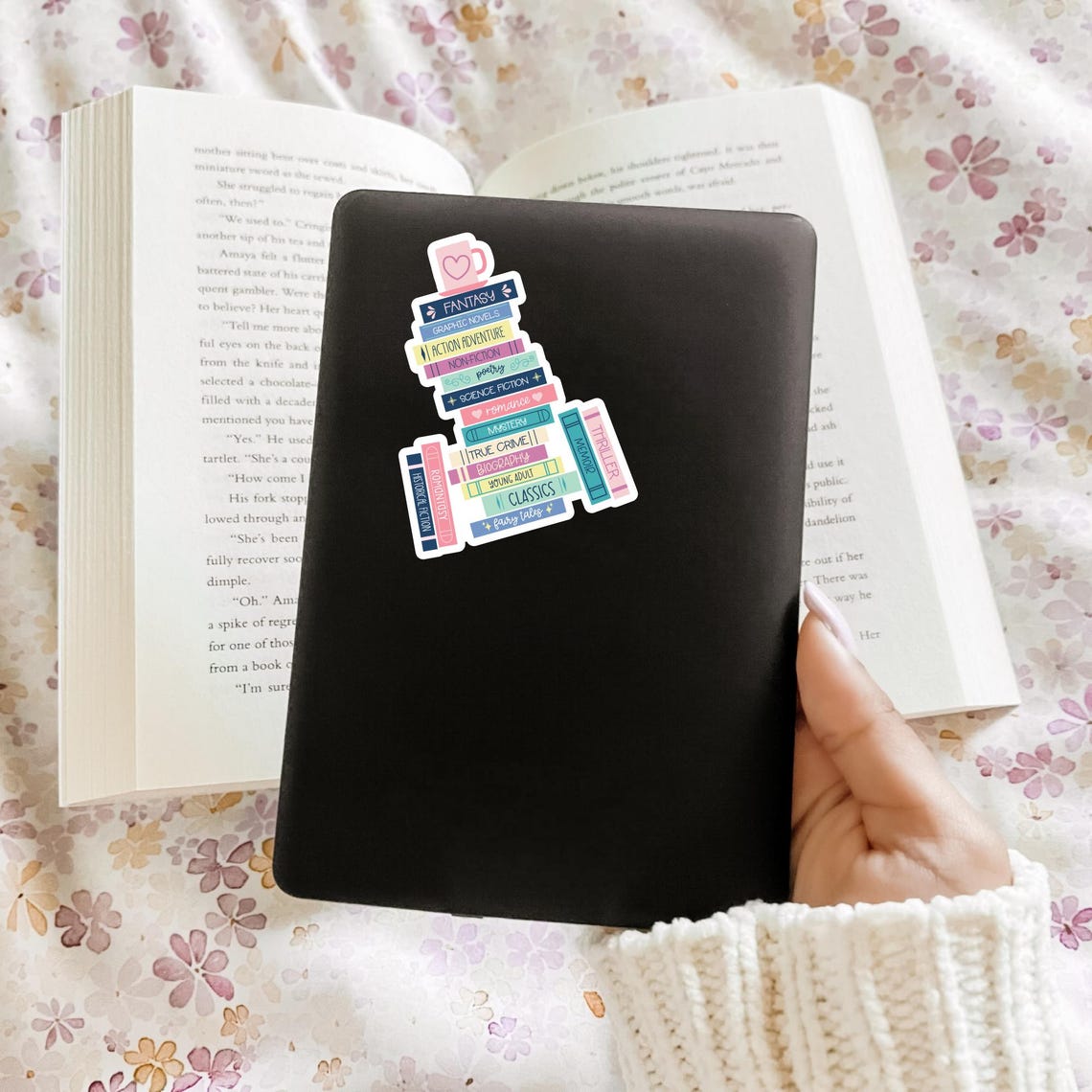 Book Genres Book Stack Sticker, Bookish Kindle Decal, Gifts for Book ...