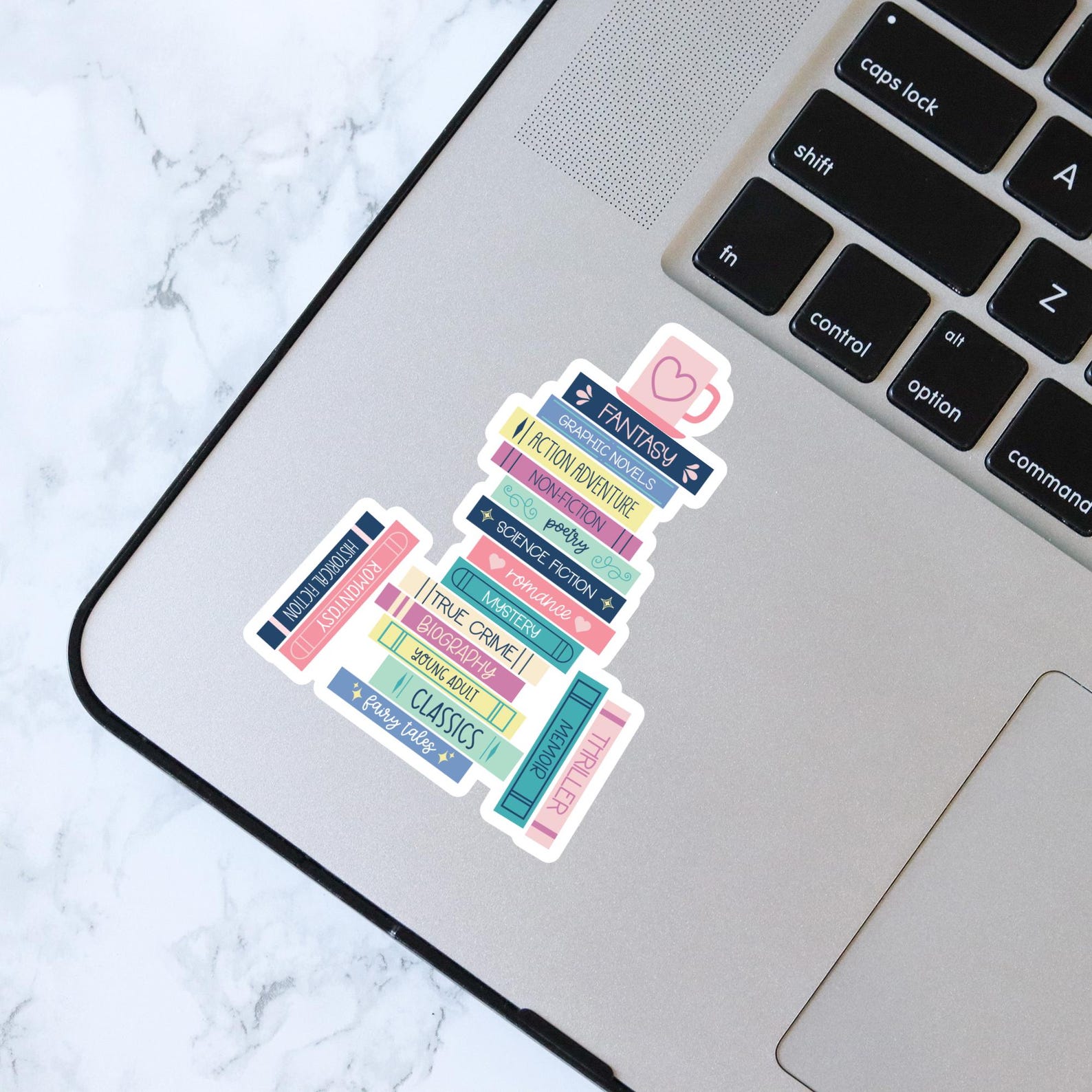 Book Genres Book Stack Sticker, Bookish Kindle Decal, Gifts for Book ...