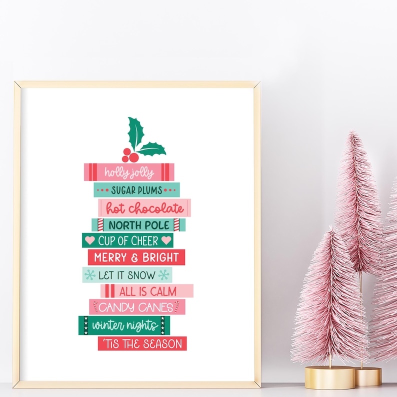 Christmas Book Stack Art Print, Bookish Prints, Gifts for Readers, Book Lover Decor, Stocking ...