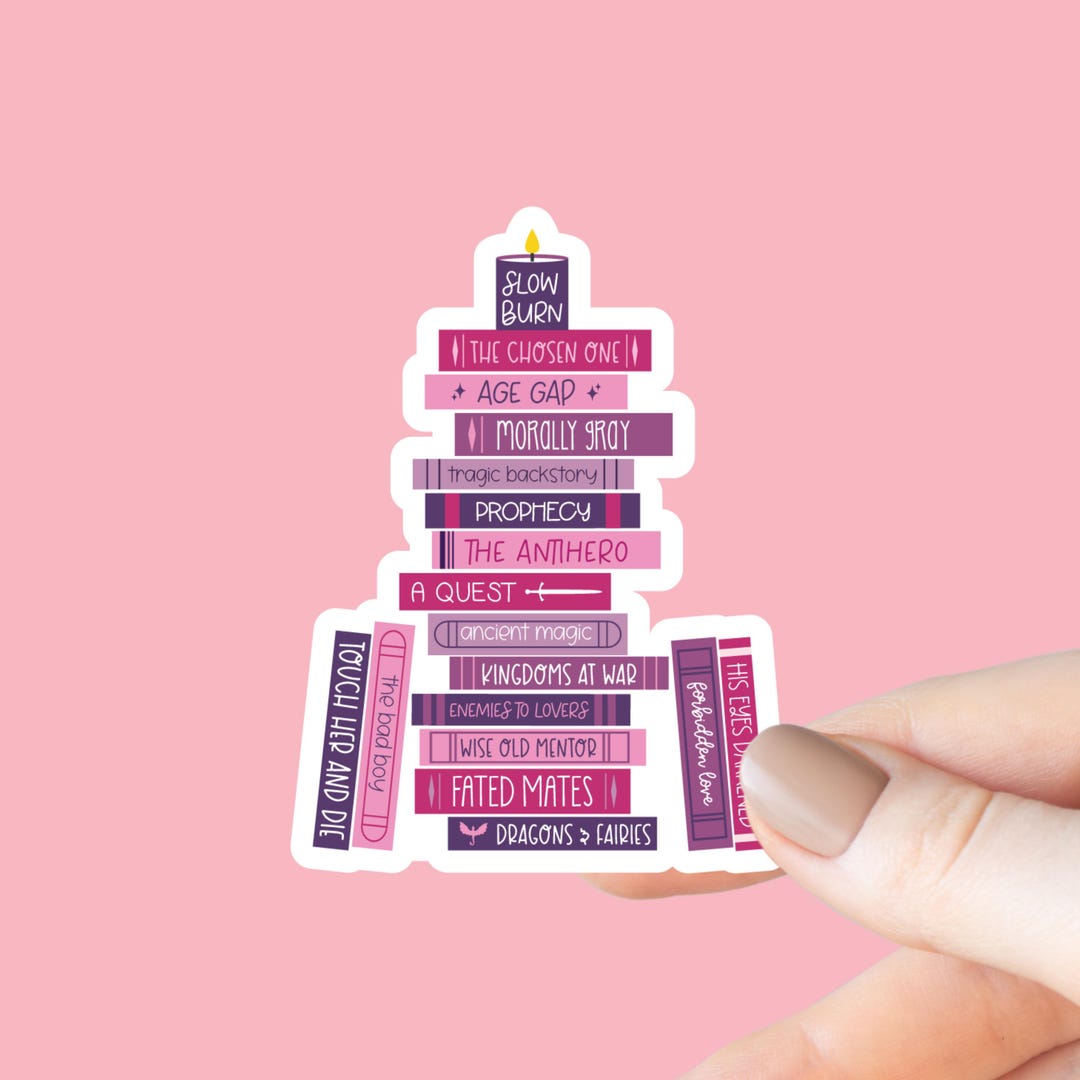 Romantasy Tropes Book Stack Sticker, Bookish Sticker, Kindle Decal ...
