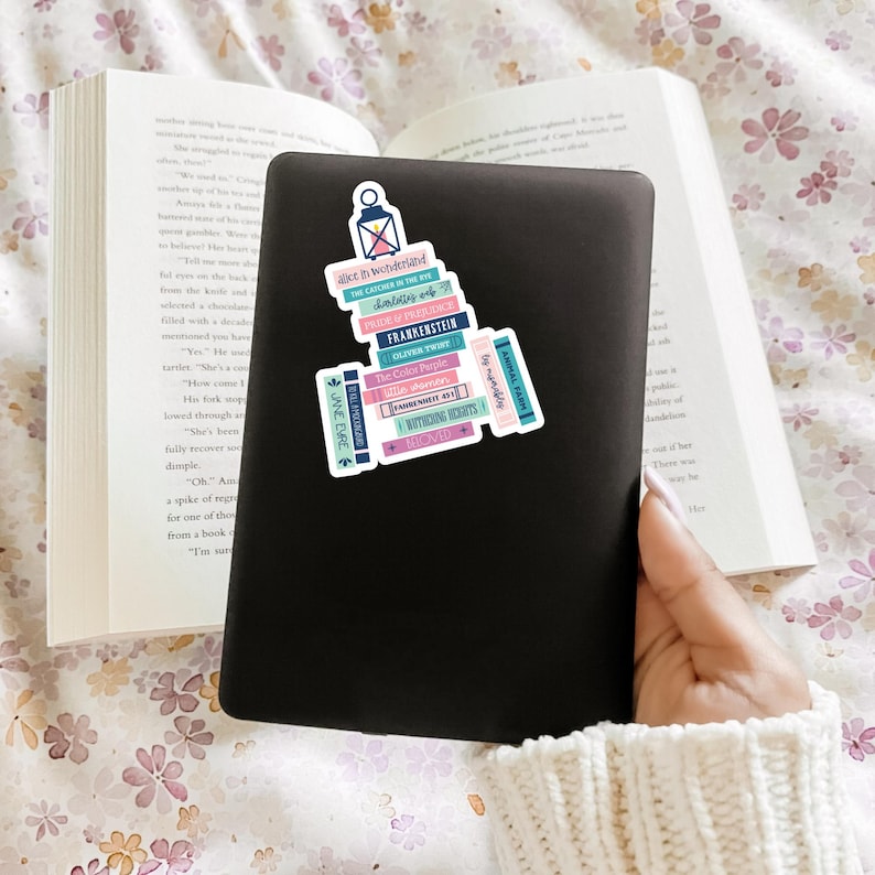 Classics Book Stack Sticker, Bookish Kindle Decal, Gifts for Book ...