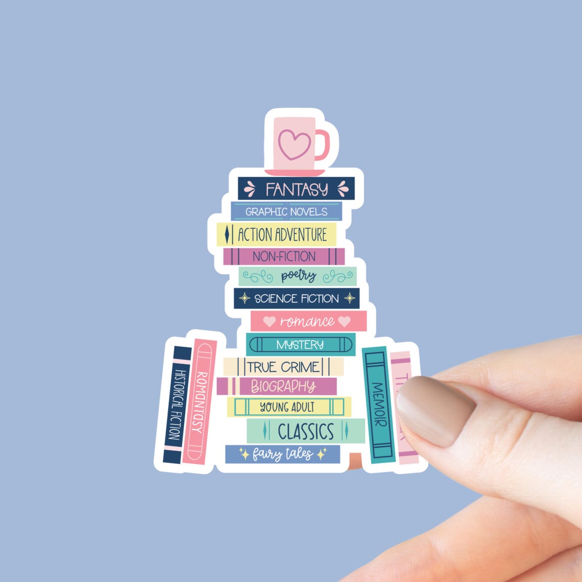 Book Genres Book Stack Sticker, Bookish Kindle Decal, Gifts for Book ...