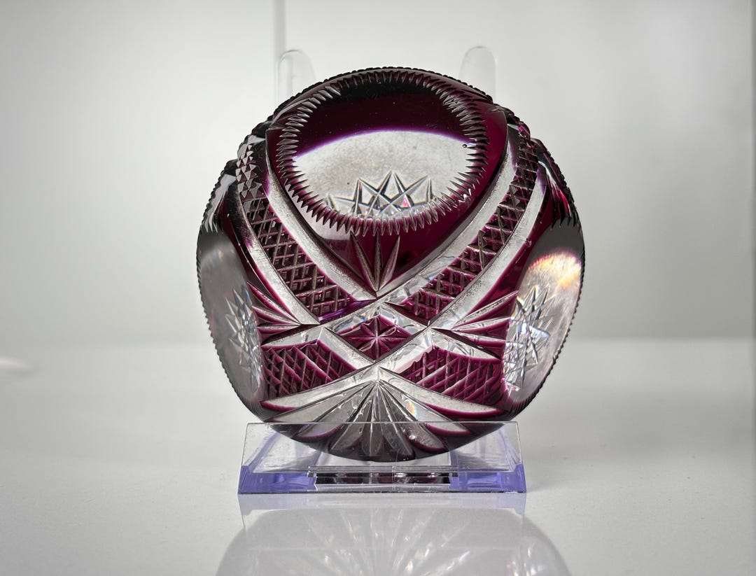 Val St. Lambert: Antique Paperweight in Purple Crystal Taille Riche ...