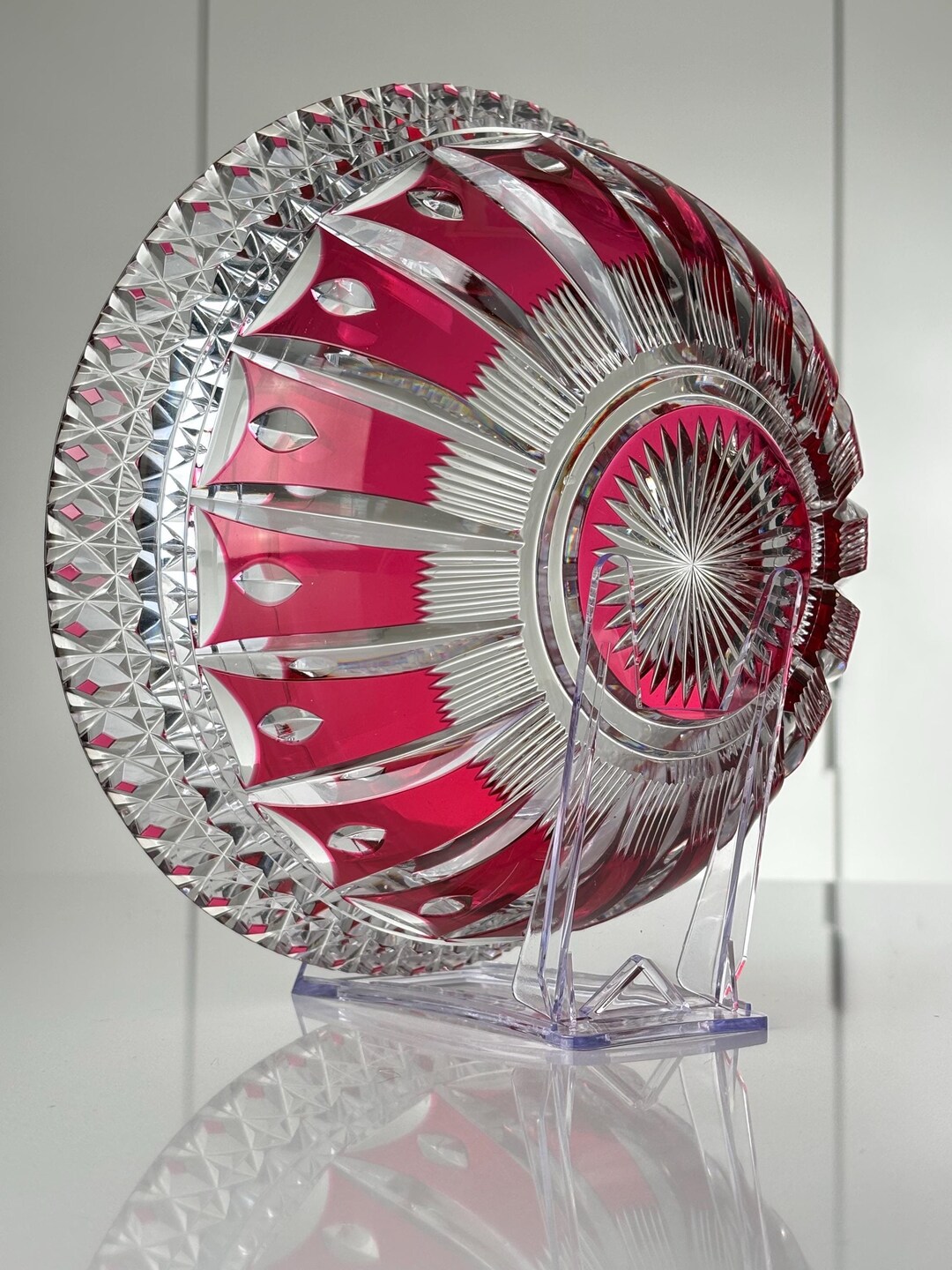 Val St Lambert: Antique Coupe in Overlay Cut Rubis Crystal - Joseph ...