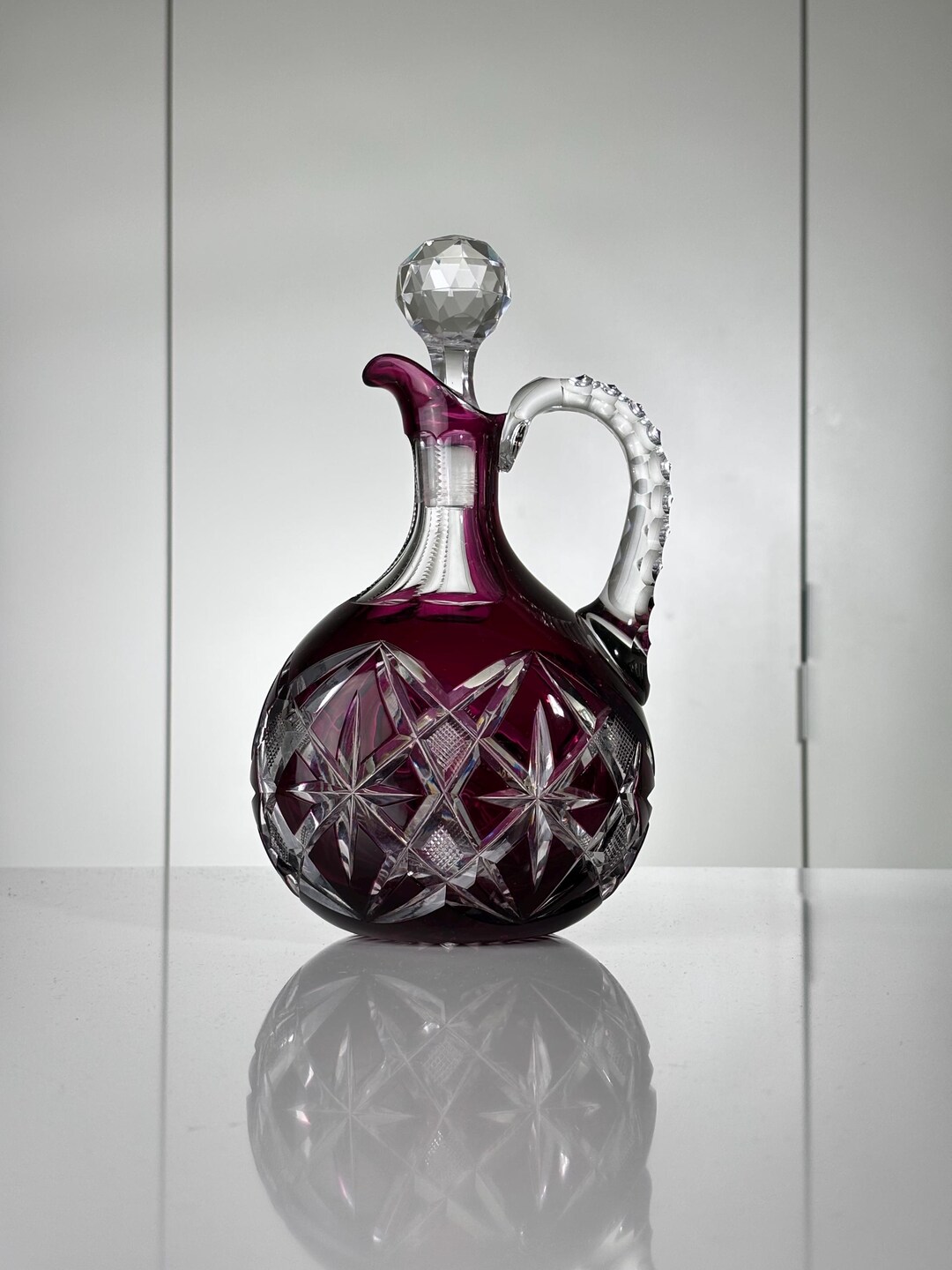 Val St. Lambert: Ship's Decanter in Purple Overlay Cut Crystal - Hubert ...