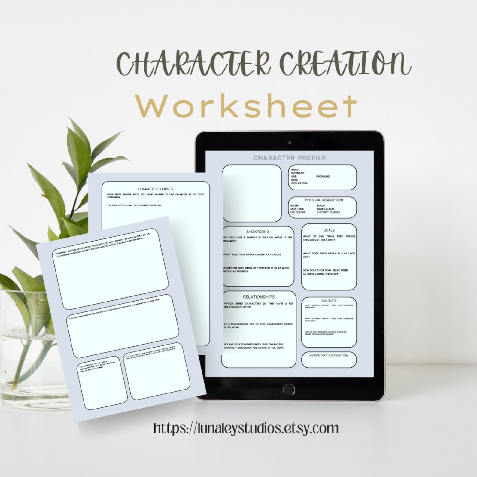 Character Creation Worksheet for Authors and Writers - Etsy