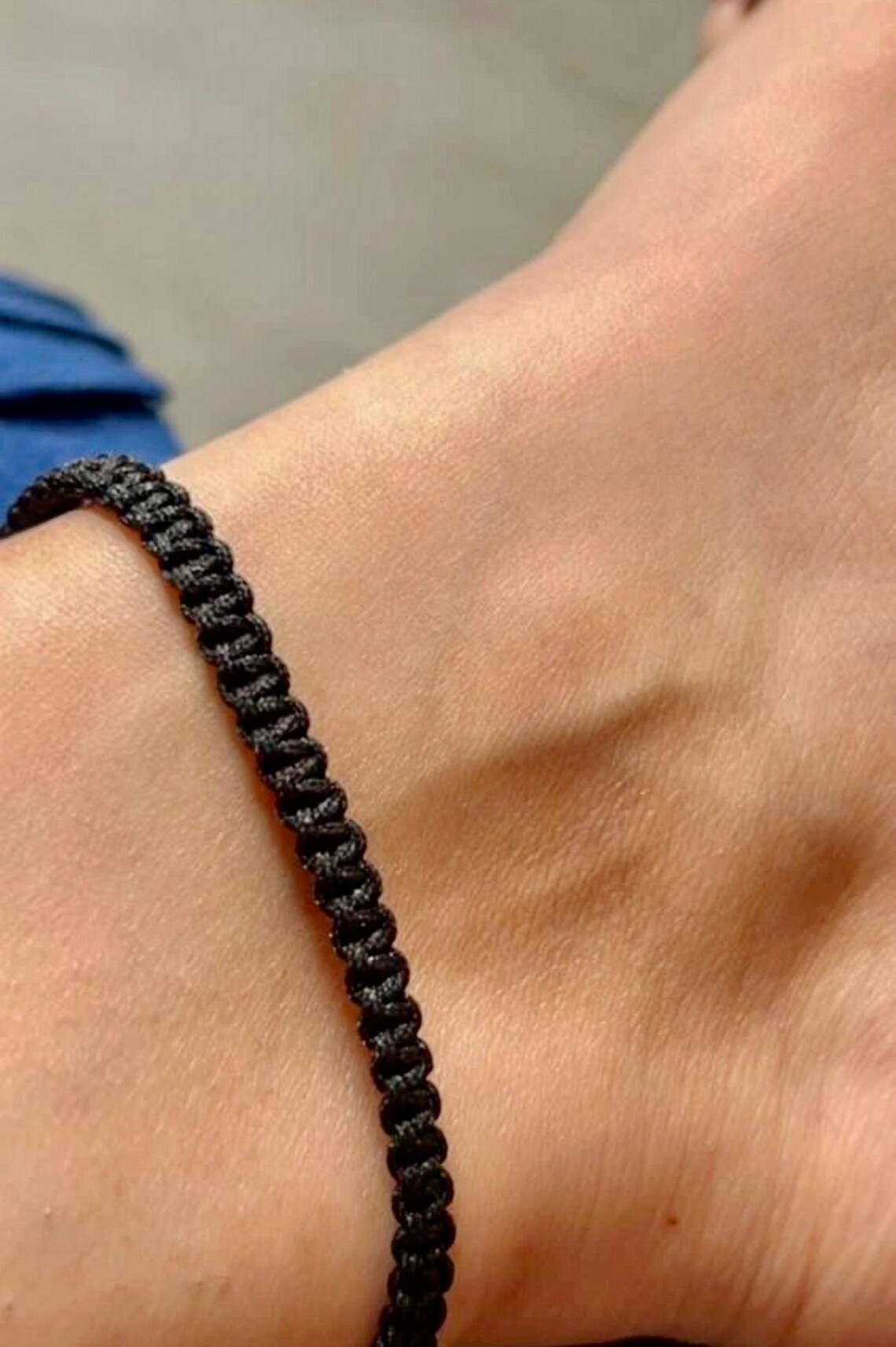 Solid Black Anklet,evil Eye Anklet,minimalistic Black Anklet,nazar Anklet,adjustable Black ...