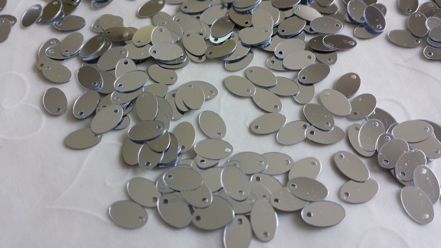 New Item -- 7g of 8x5 Mm Side Hole Oval Sequins in Metallic Silver ...