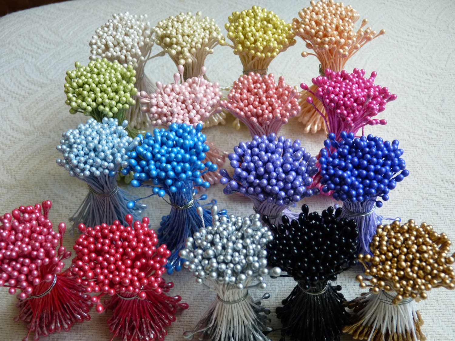 1 Bundle of Double Sided Pearl Cone Tip Floral Stamen (you Pick the ...