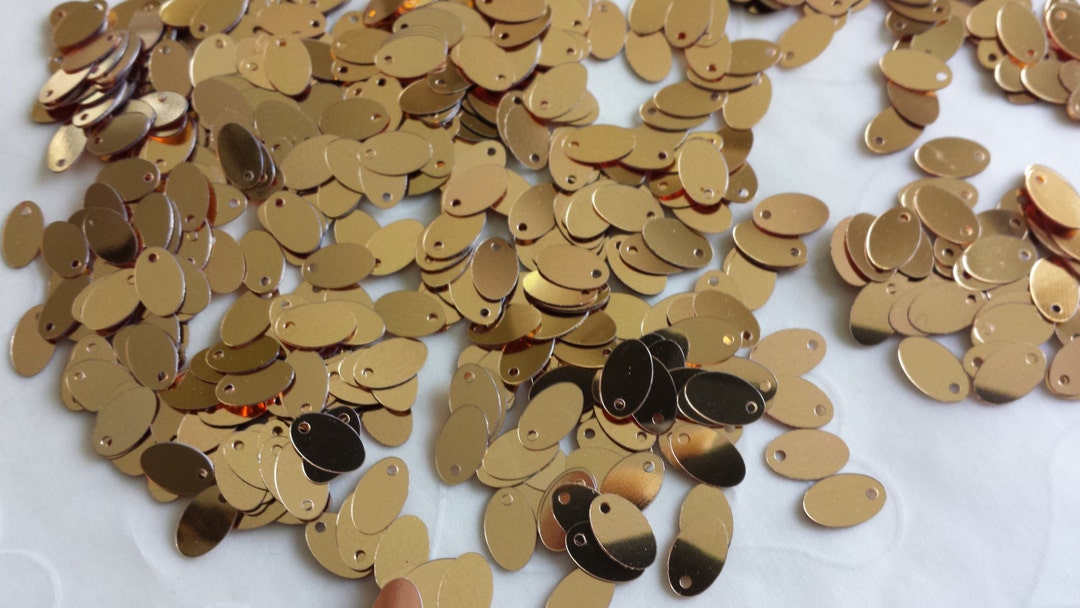 New Item -- 7g of 8x5 Mm Side Hole Oval Sequins in Metallic Gold Color ...