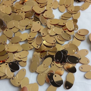 New Item -- 7g of 8x5 Mm Side Hole Oval Sequins in Metallic Gold Color ...