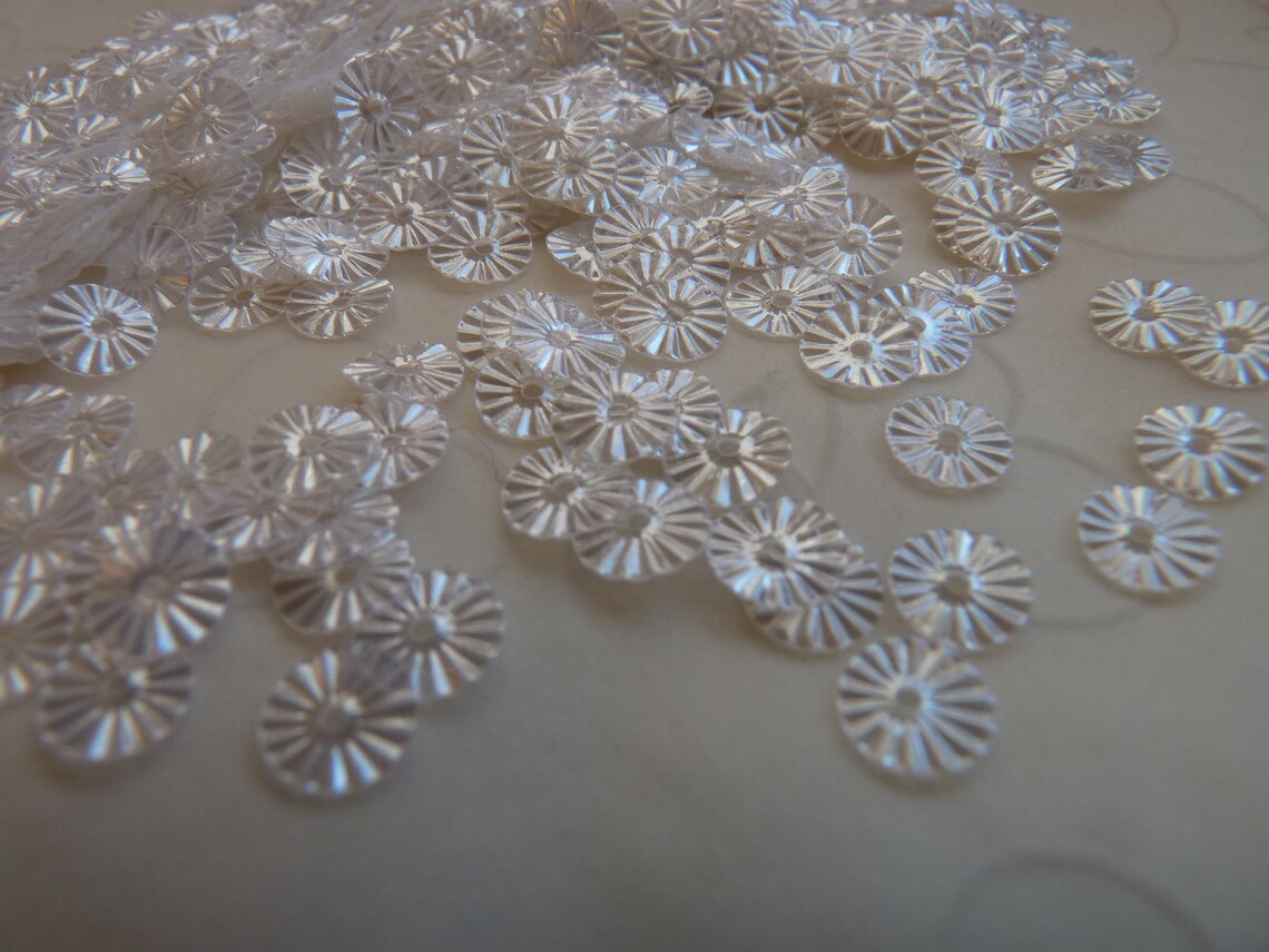 7g of 6 Mm Textured Round Sequins in Crystal Clear Color - Etsy
