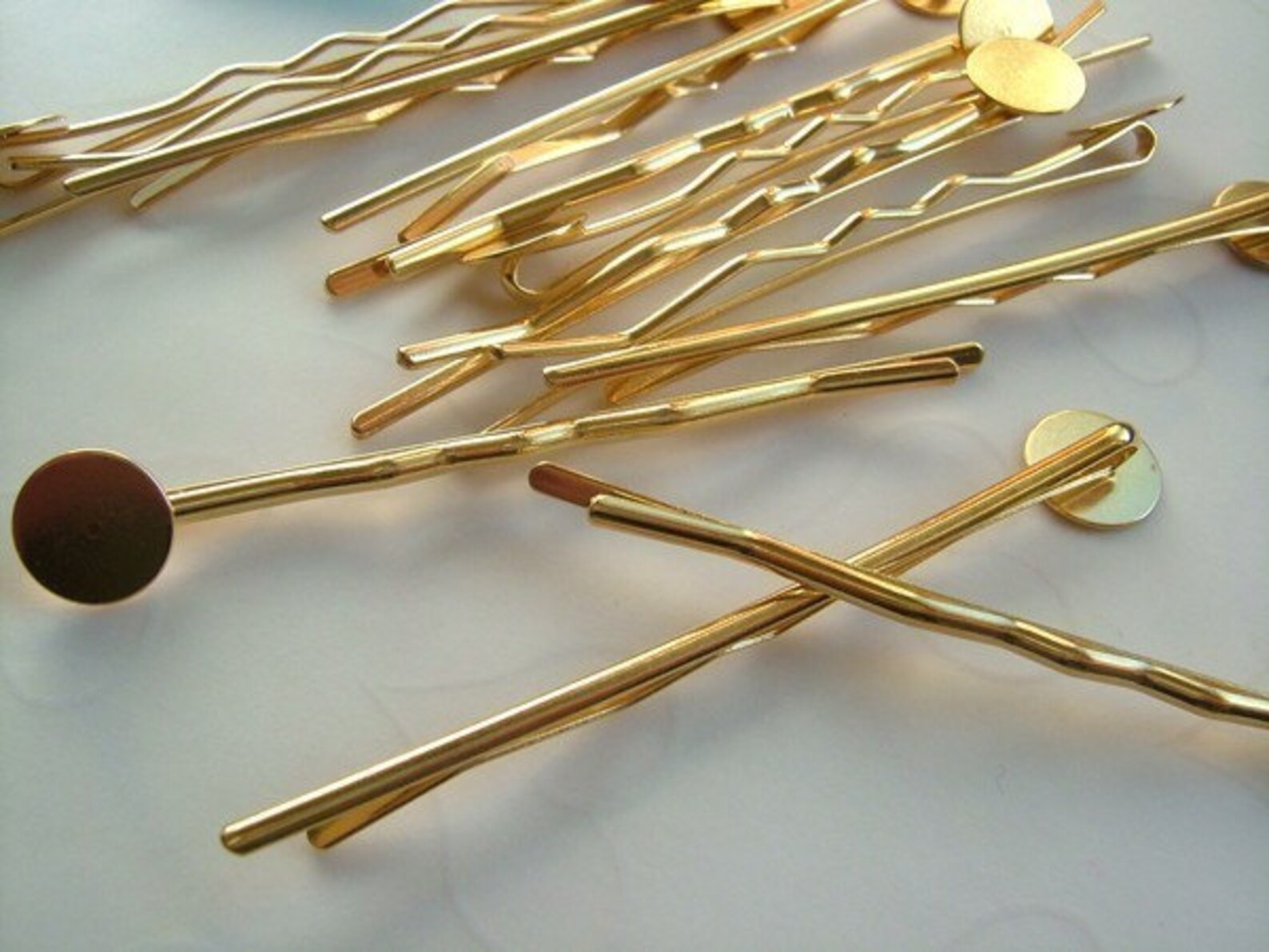Gold Plated Bobby Pins With 10 Mm Round Pad 65mm Etsy