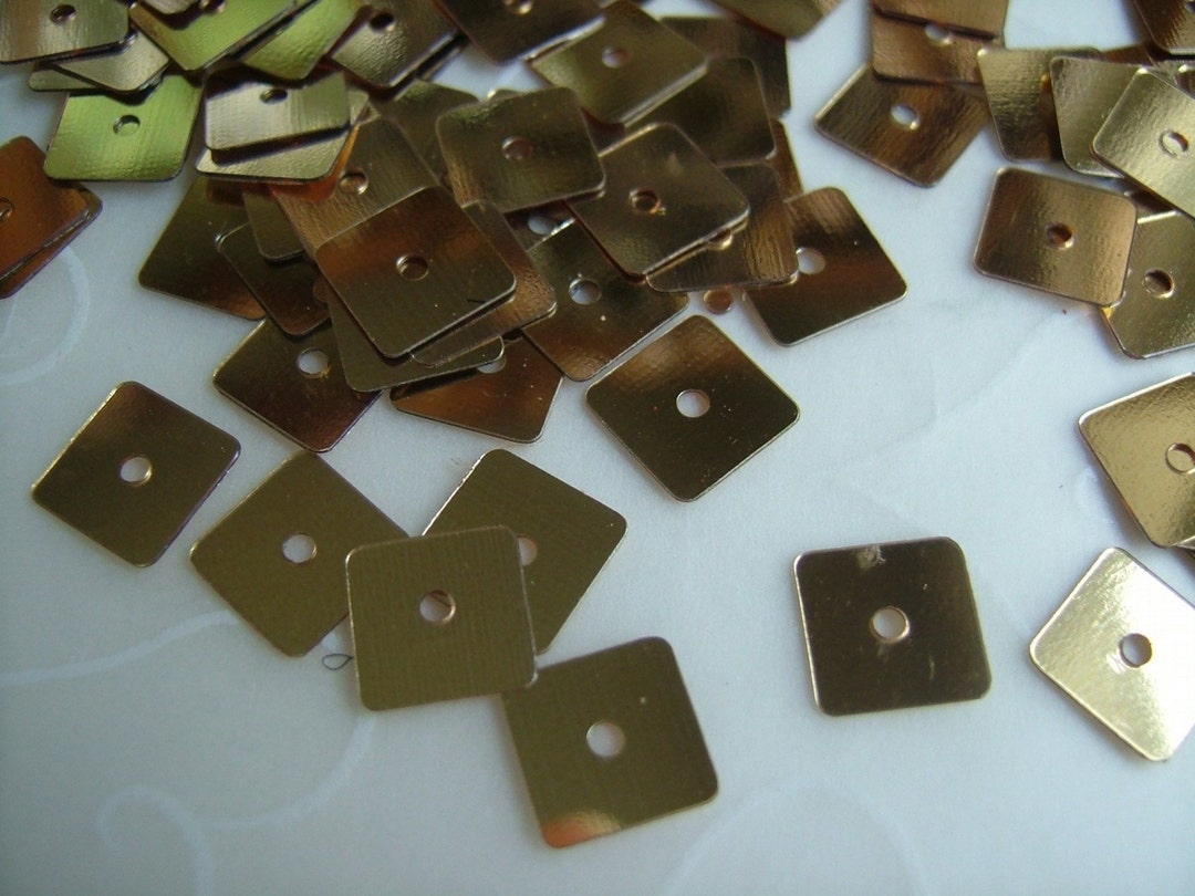 7 G of 7mm Square Sequins in Metallic Gold Color (approximately 400 Ct ...